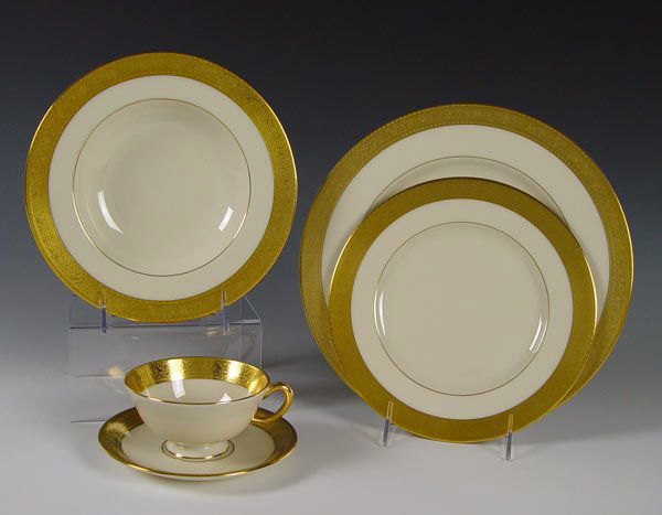 264: 56 pc GOLD RIM LENOX WESTCHESTER CHINA