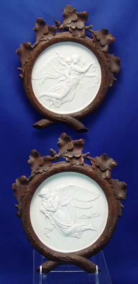 1013: PR BING & GRONDAHL PARIAN WARE ANGEL PLAQUES
