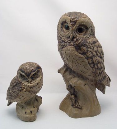 1018: TWO LARGE POOLE POTTERY OWLS BY LINLEY-ADAMS