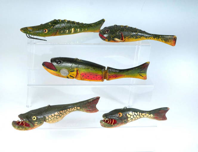 Five Duluth Fish Decoy Company Fish Decoys