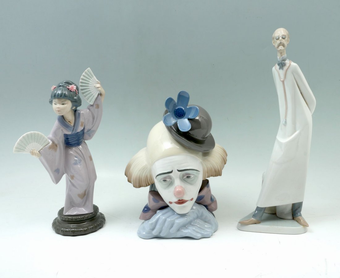 3PC. LLADRO - CLOWN, DOCTOR & GEISHA (#1228) on Aug 15, 2021 | Burchard ...