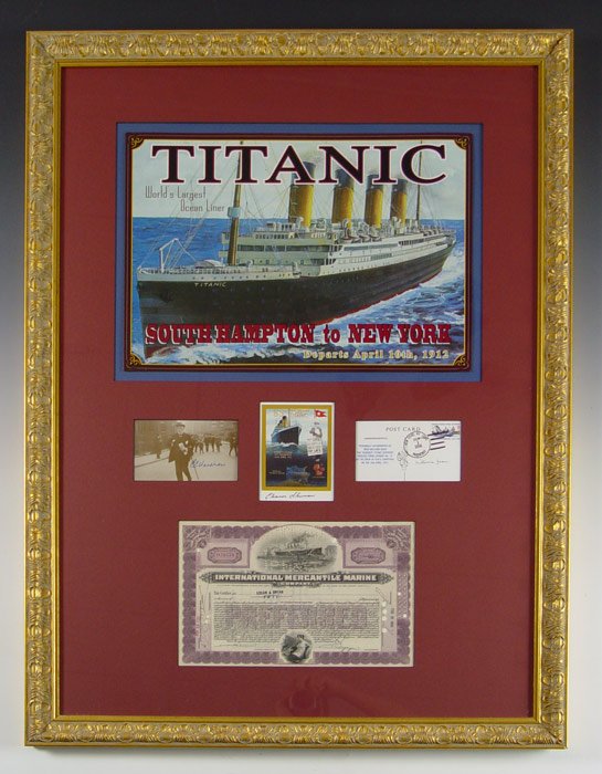 Framed Titanic Collection With Survivor Autographs