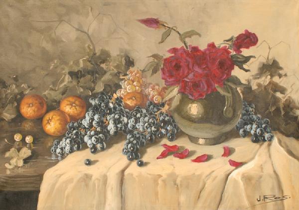 J. Ros Still Life Painting