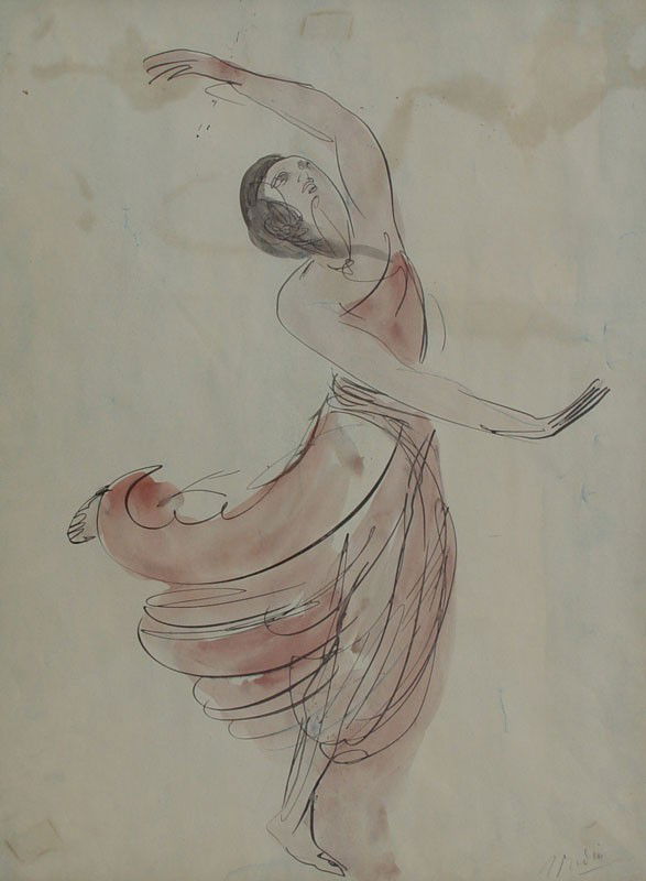 12: AUGUSTE RODIN DANCER WATERCOLOR