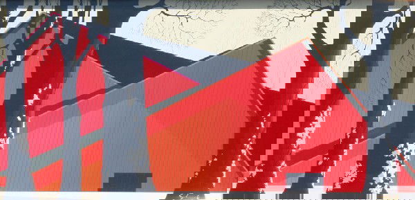 Eyvind Earle "The Great Red Barn" Serigraph - May 05, 2013 | Michaan's ...