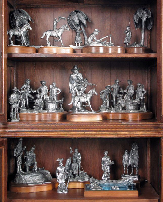 459: MICHAEL RICKER PEWTER COWBOYS & INDIANS FIGURINES
