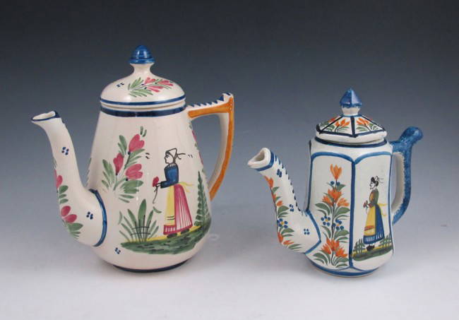 Two Quimper French Faience Teapots