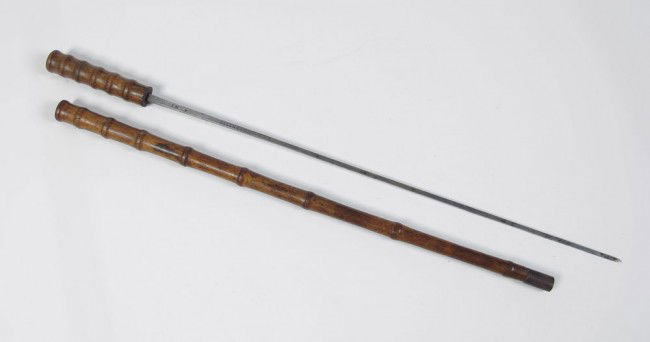413: 19TH CENTURY EUROPEAN BAMBOO SWORD CANE