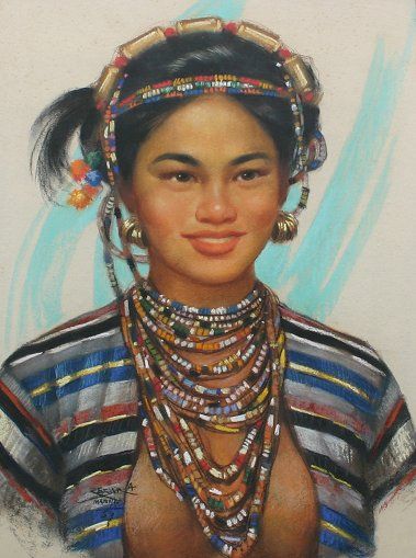 1012: CESAR AMORSOLO PRINCESS PASTEL PORTRAIT 1957
