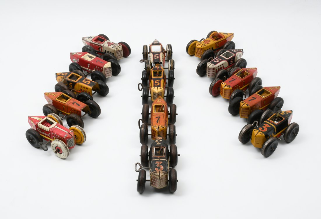 14 Pc. Marx Wind Up Tin Race Cars