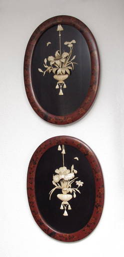 Pair Of Bone Carved Wall Plaques