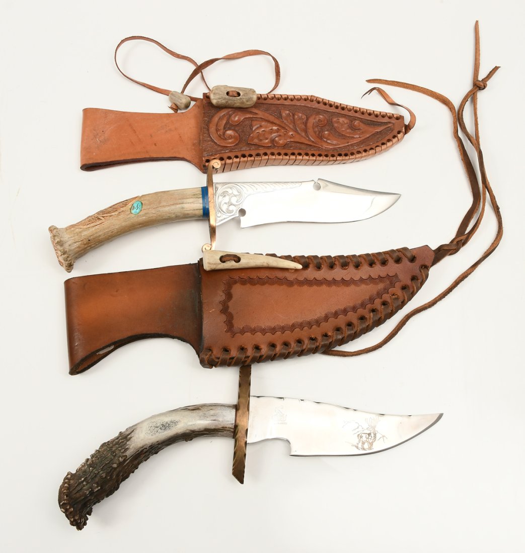 Two Stag Antler Handle Knives