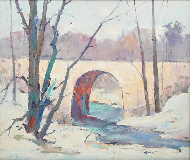 ALFREDSON WINTER LANDSCAPE WITH BRIDGE PAINTING (#1227) on Dec 10, 2022 ...