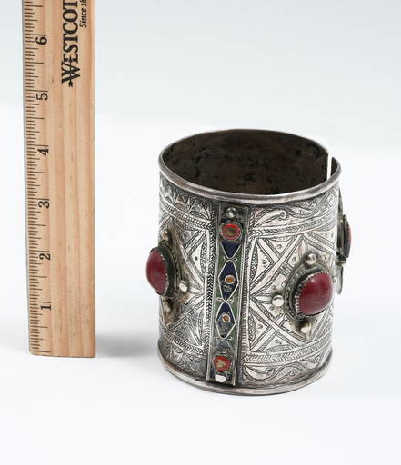 ENAMELED BERBER? OR TURKMEN? SILVER GILDED & AMBER ARM CUFF (#1181) on ...