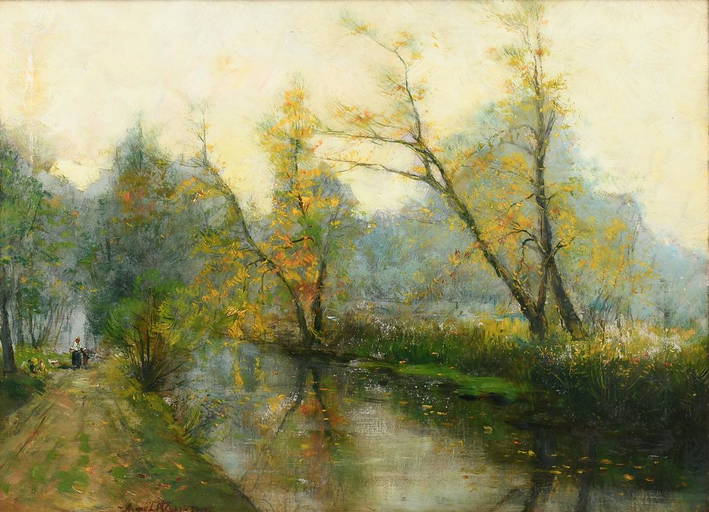 Aime Meyvis Walk Along The Canal Painting