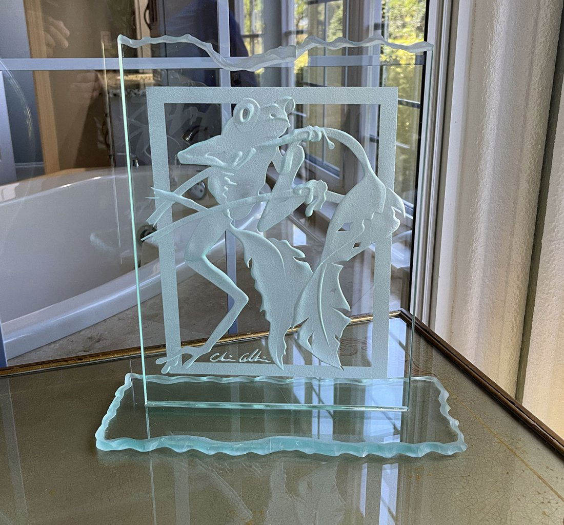 Etched Glass Tree Frog Sculpture