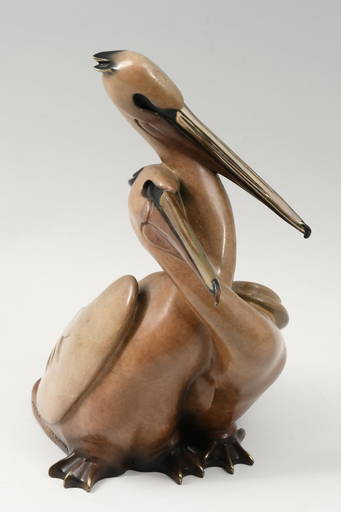 Jason Napier Patinated Bronze Pelicans Sculpture