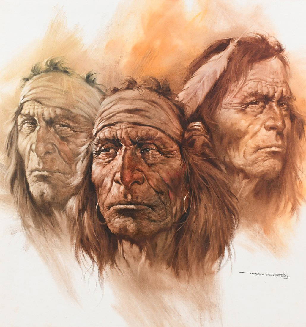 Large Maher Morcos Native American Painting Auction