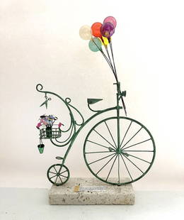 Jim Lewk Copper Sailing Ship Sculpture On Fossil Coral