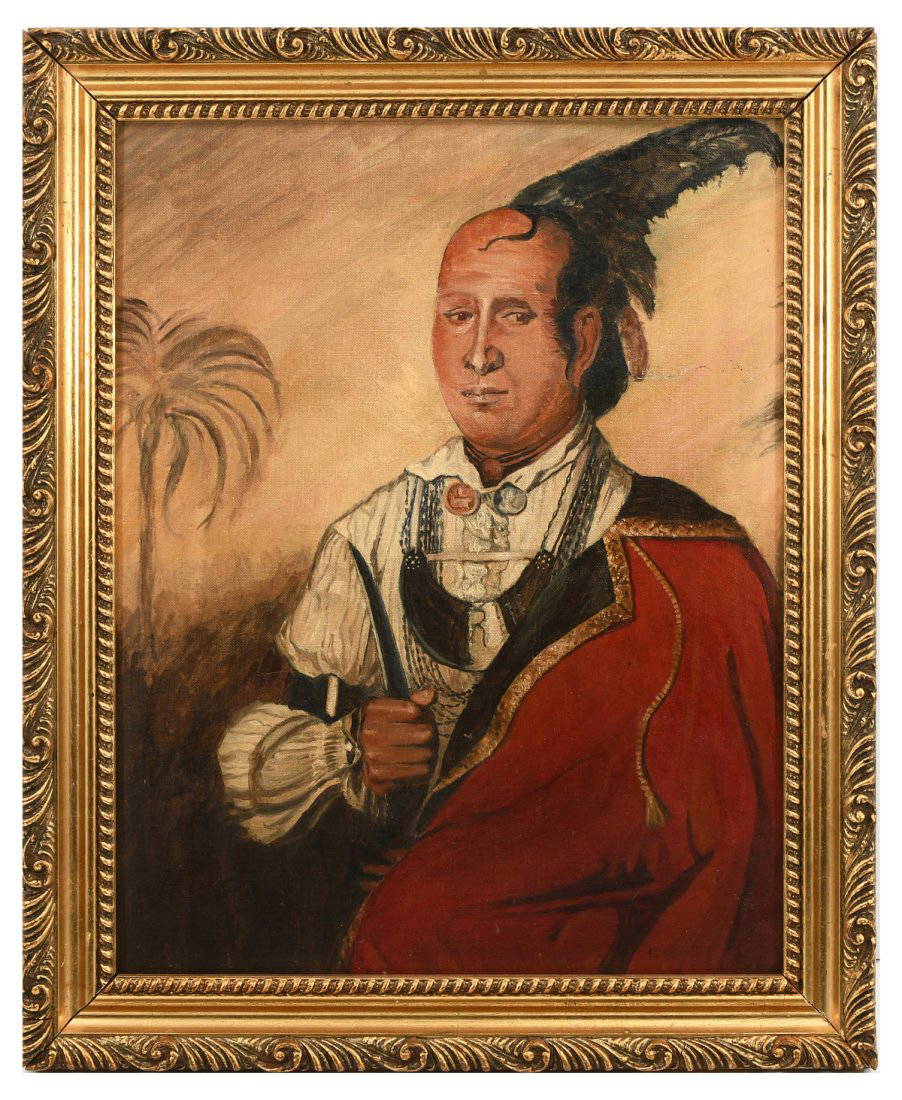 Native American Indian Chief Portrait Painting Auction