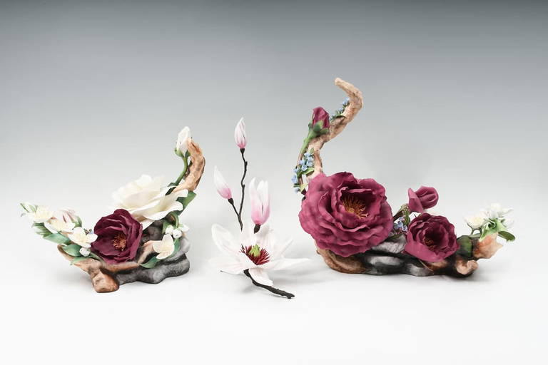 3 Piece Boehm Porcelain Flowers
