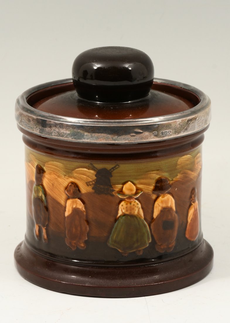 Sterling Rimmed Royal Doulton Dutch Motif Humidor Auction