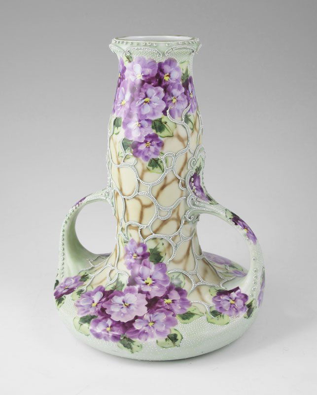 Nippon Violets Vase White Moriage