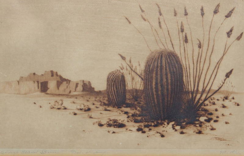 George Burr Barrel Cactus Etching