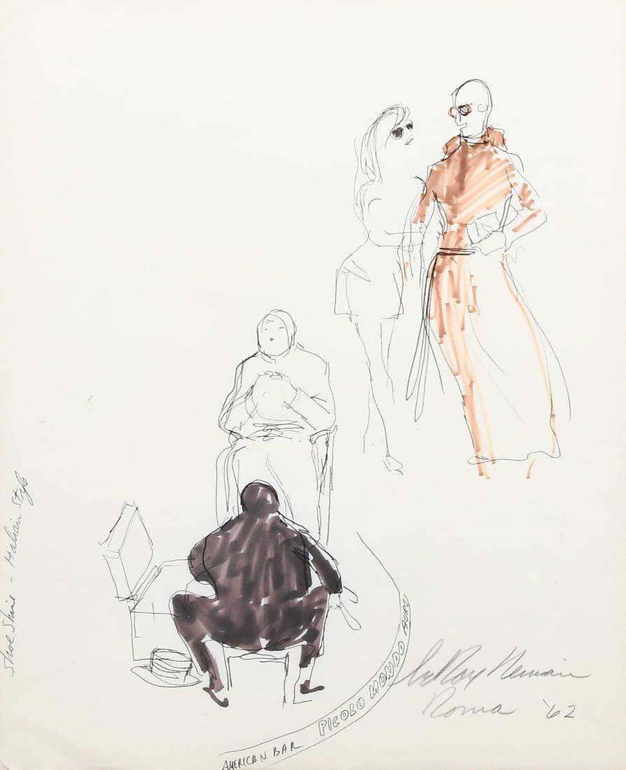 Neiman Drawing. Shoe Shine Italian Style Auction