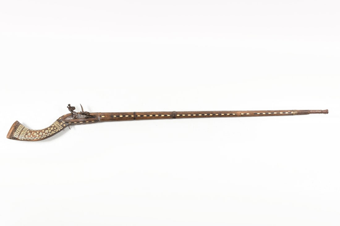 Antique Mop Inlaid Afghan Jezail Flintlock Rifle Auction
