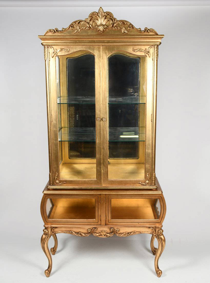 French Regency Style Gold Display Cabinet Auction