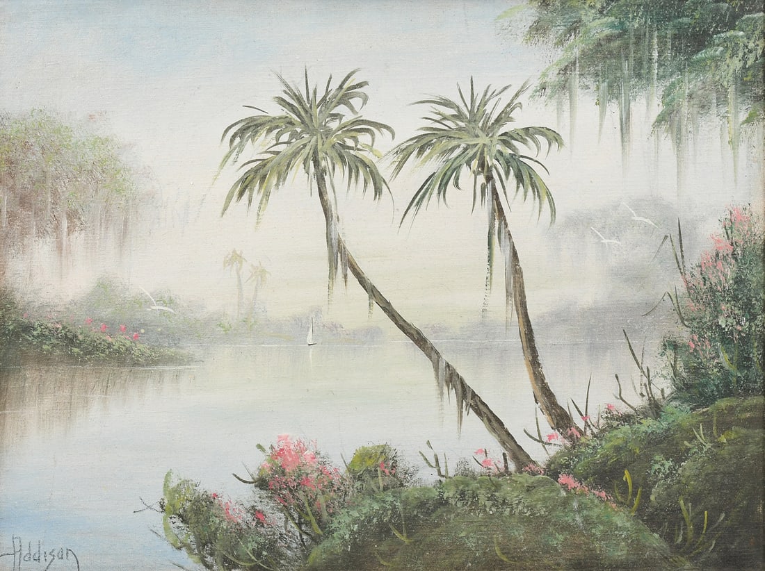 Walter Channing Addison Florida Palm Painting Auction