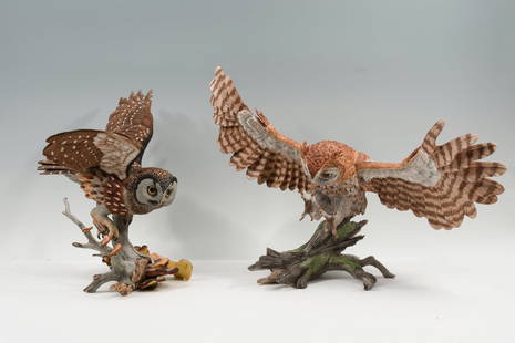 2 Boehm Porcelain Owls Sculptures