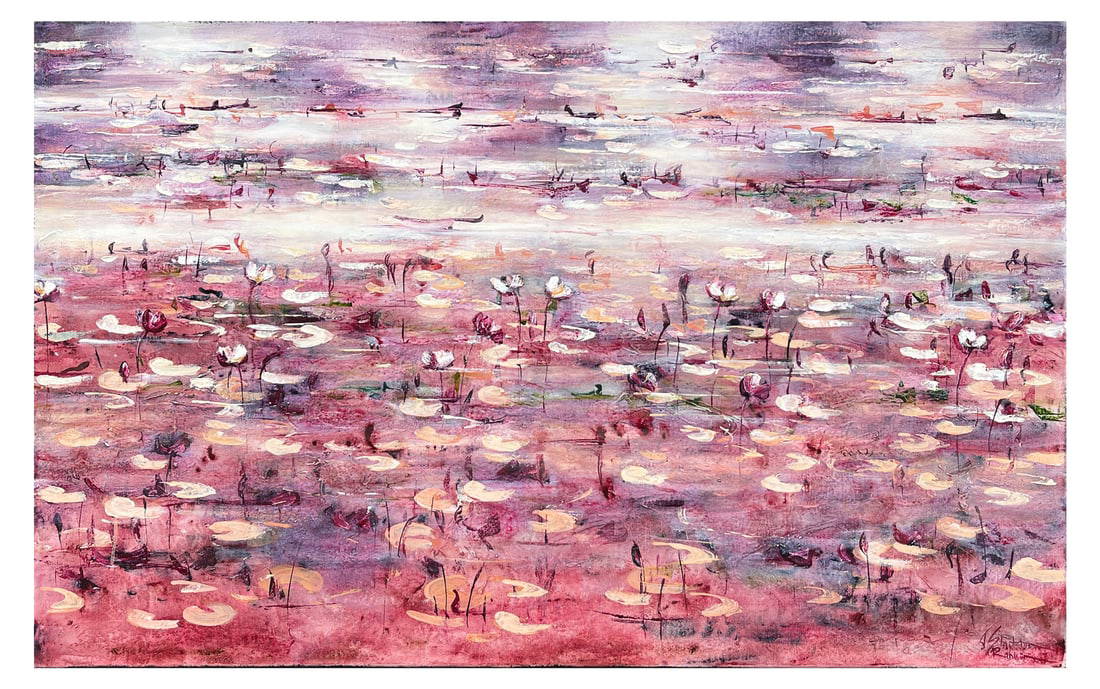 Jan Stapleton O/c Lotus Lily Billabong Auction