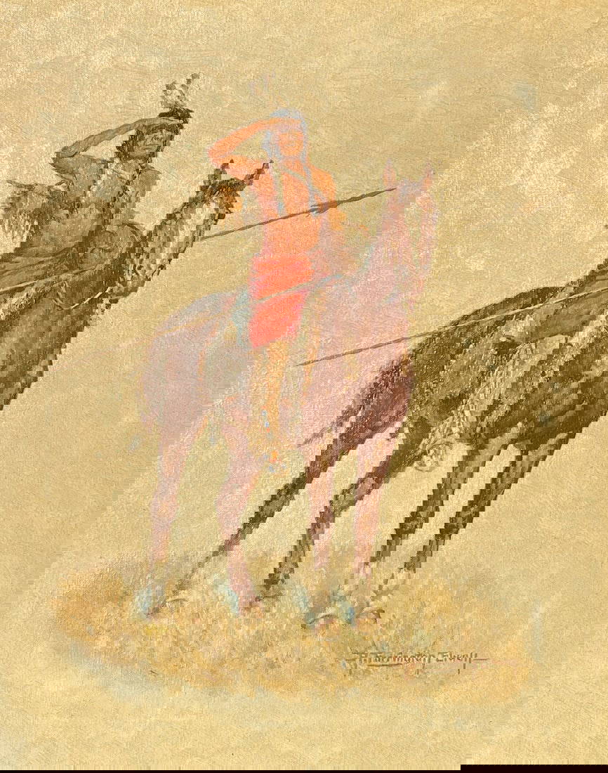 Robert Farington Elwell Indian Scout Painting Auction