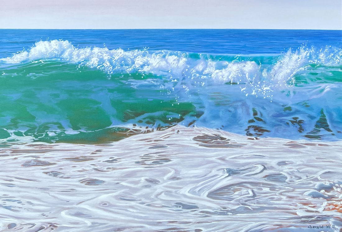 M.p. Gerald Realistic Breaking Waves Painting Auction