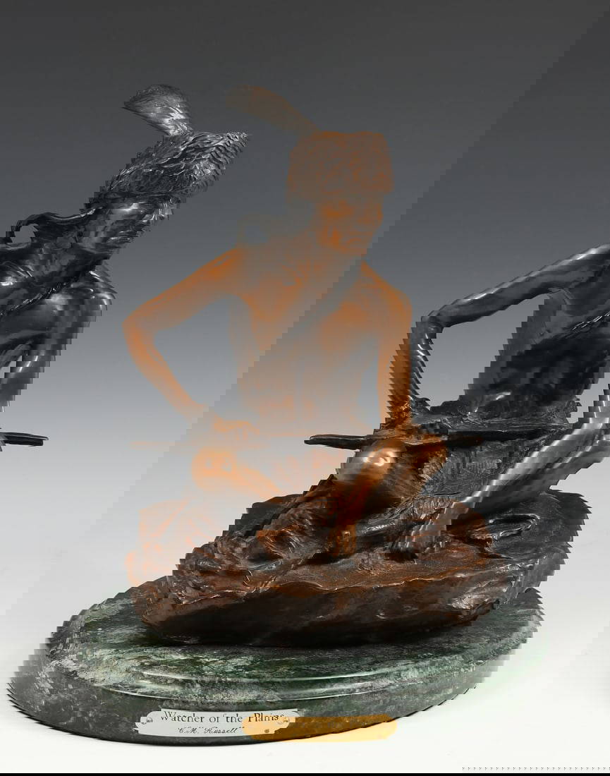 Seated Native American Indian Bronze After Russell Auction