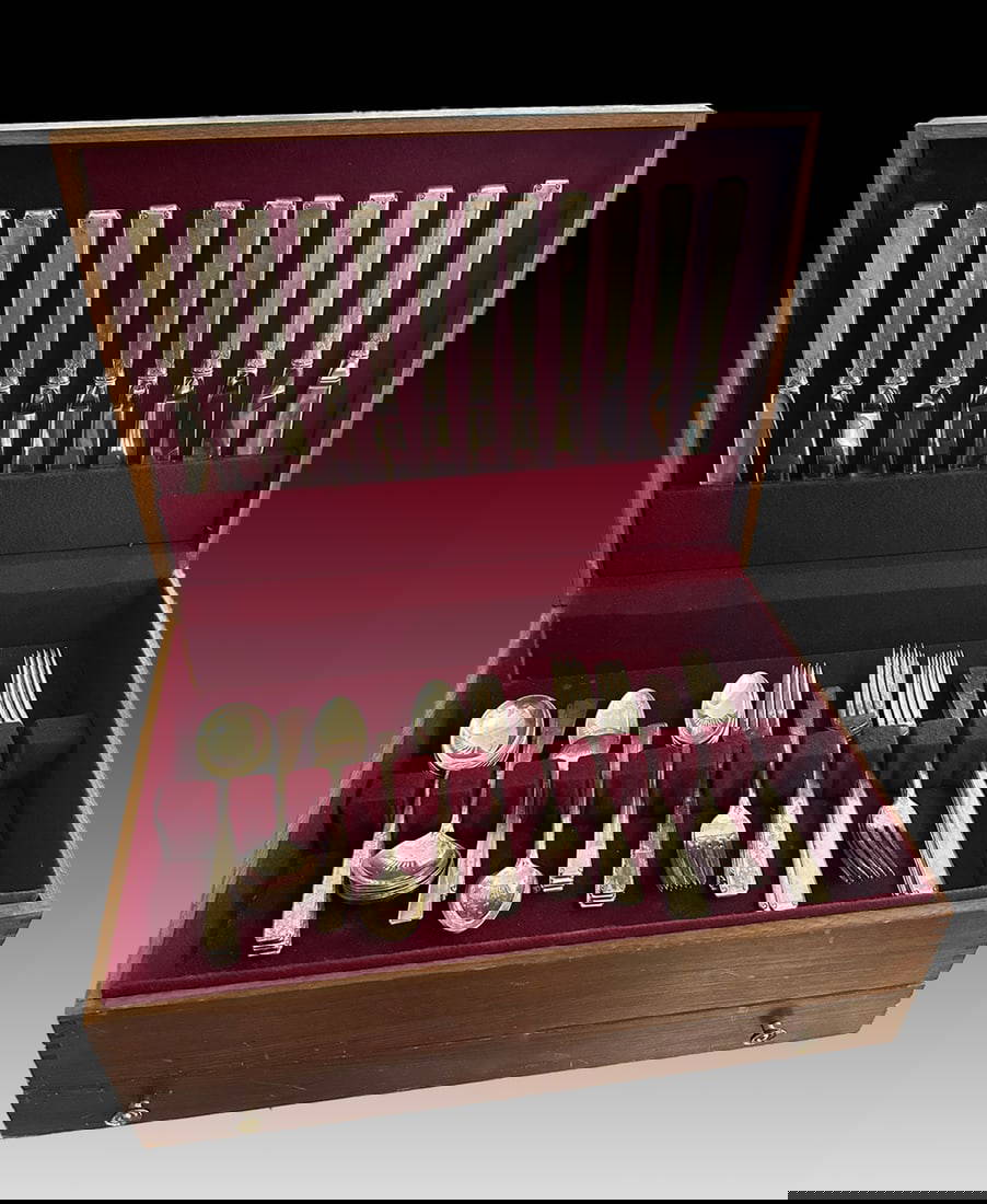 60 Pc. Towle "old Lace" Sterling Silver Flatware Auction