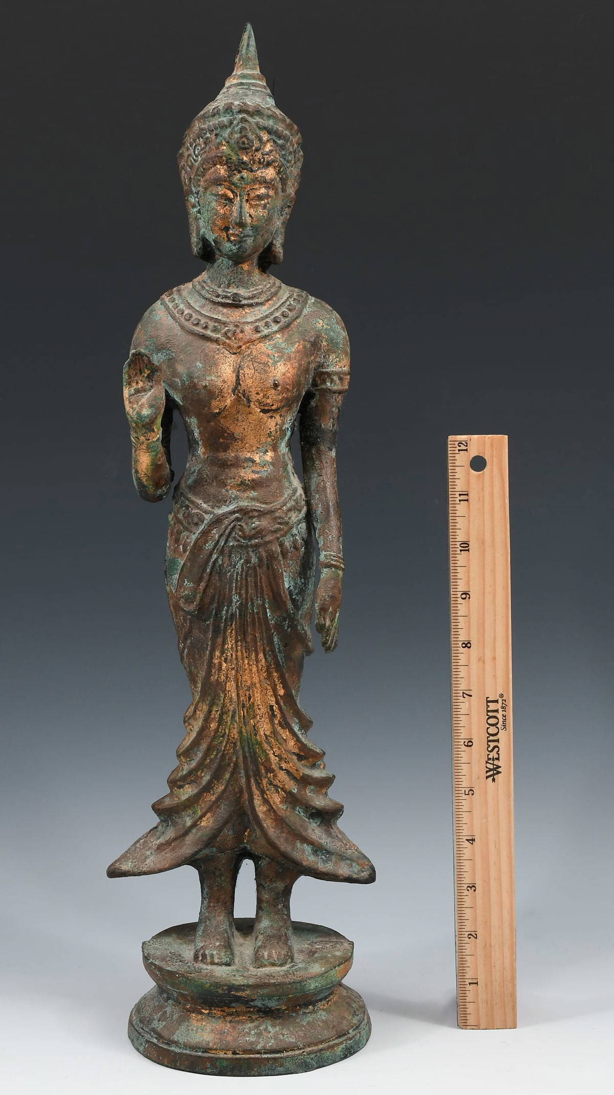 Gilt Metal Thai Devata Religious Statue Auction