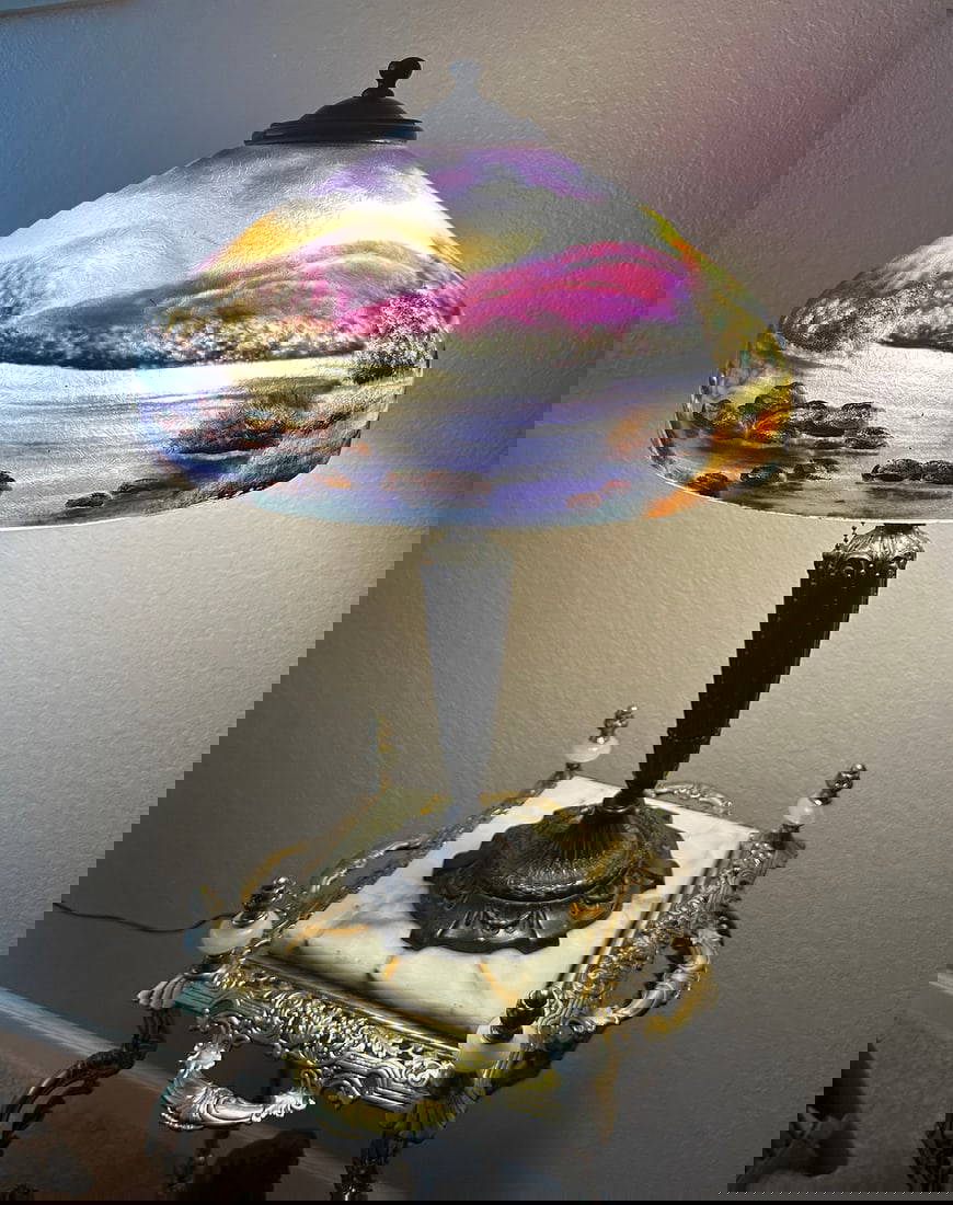 Pittsburgh Reverse Painted Parlor Lamp Auction