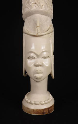 Large Carved African Ivory Figural Bust