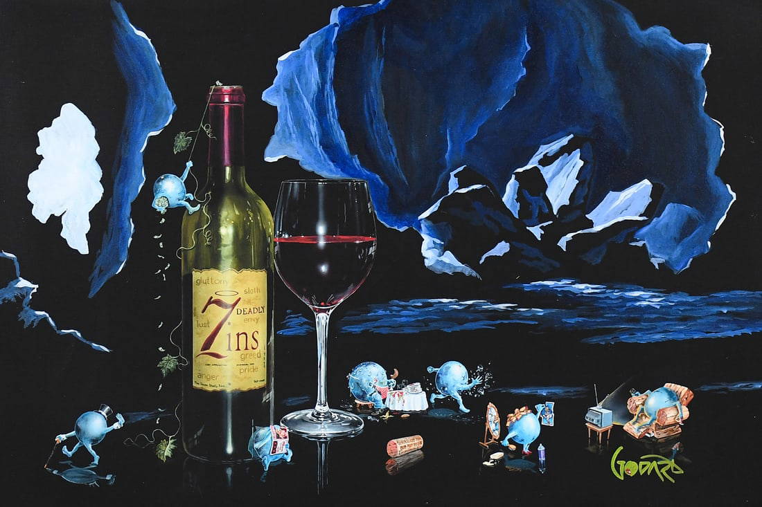 Michael Godard “zins” Mixed Media Painting Auction