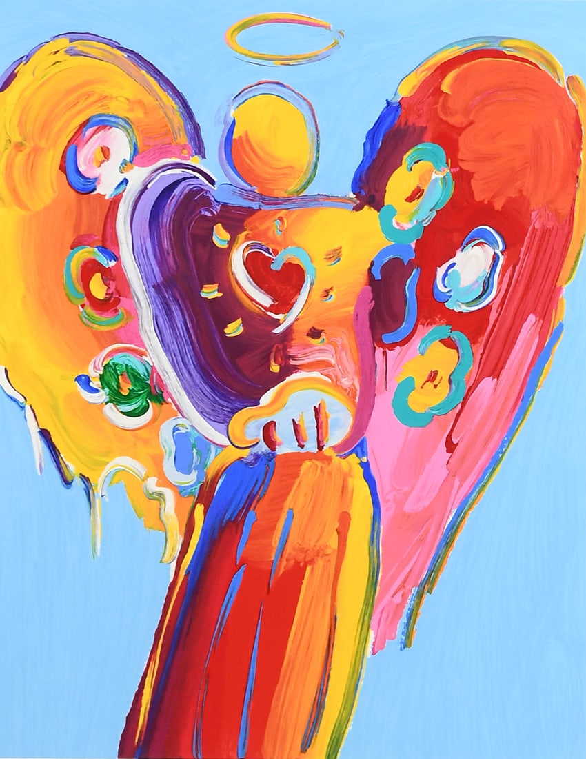 Peter Max “angel With Heart Ii” Serigraph 2015 Auction