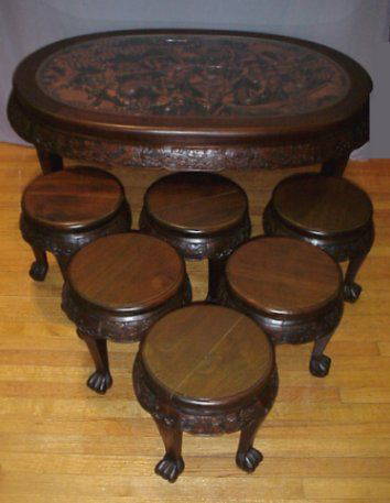 99: CARVED CHINESE CHOW TABLE 6 STOOLS - Nov 16, 2003 | Burchard ...