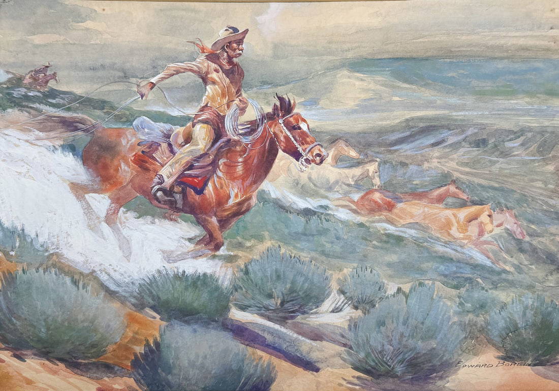 Western Painting Of Gaucho Roping Wild Horses - Mar 16, 2025 | Burchard ...