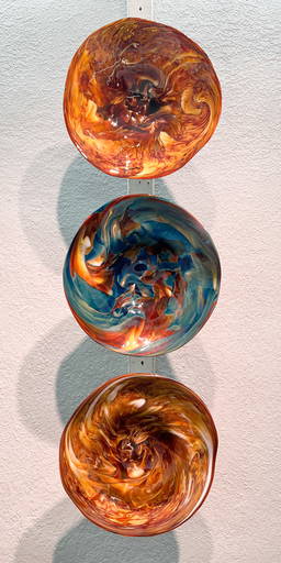 3 David Gappa "iris Nebula" Wall Mount Art Glass