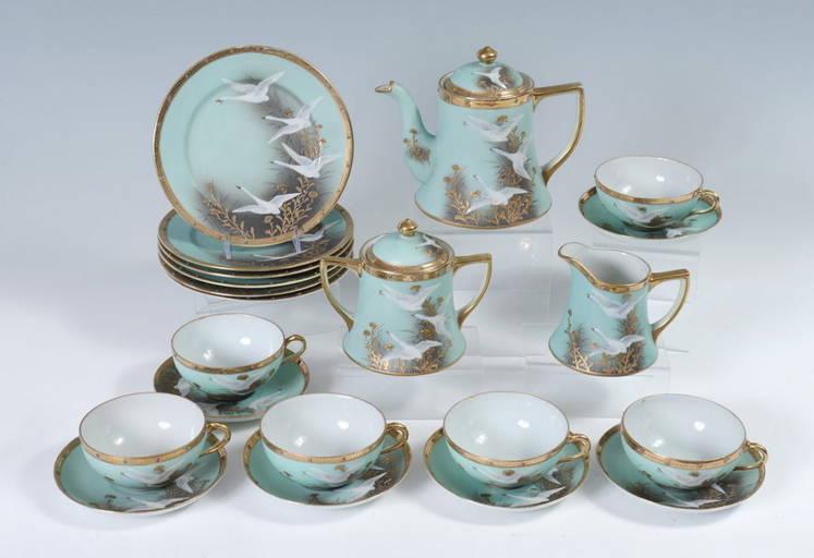 Snow Geese Hand Painted Nippon Tea Set