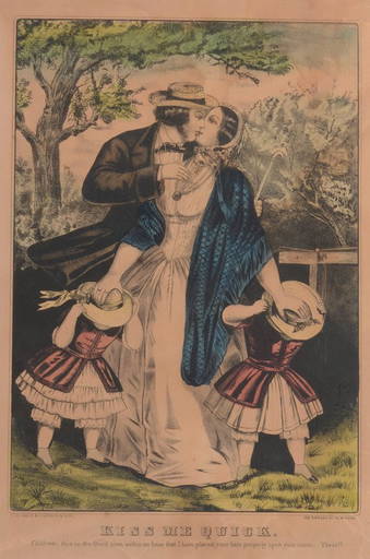 Currier & Ives Kiss Me Quick Lithograph