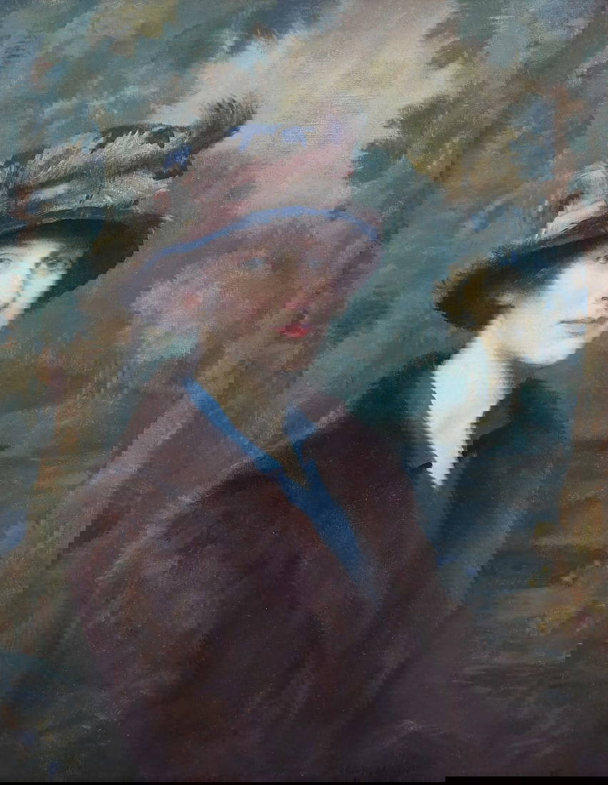 Carl Nordell Portrait Painting "the Wanderer" Auction