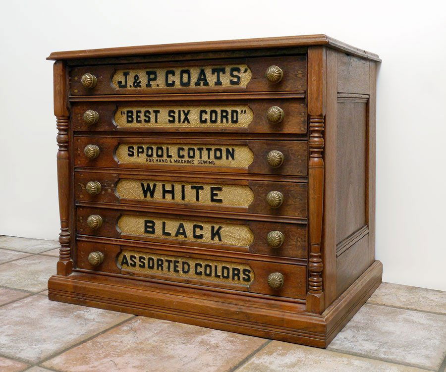 J & P COATS 6 DRAWER SPOOL COTTON CABINET